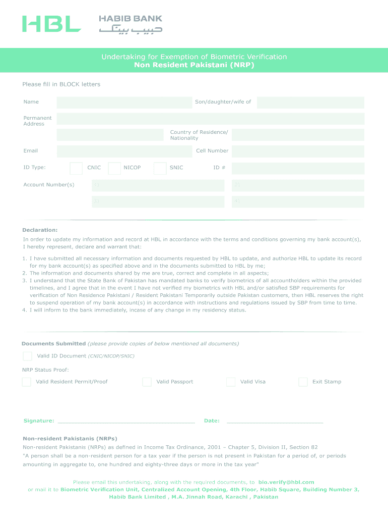 Hbl Biometric Verification Fill Online Printable Fillable Blank 