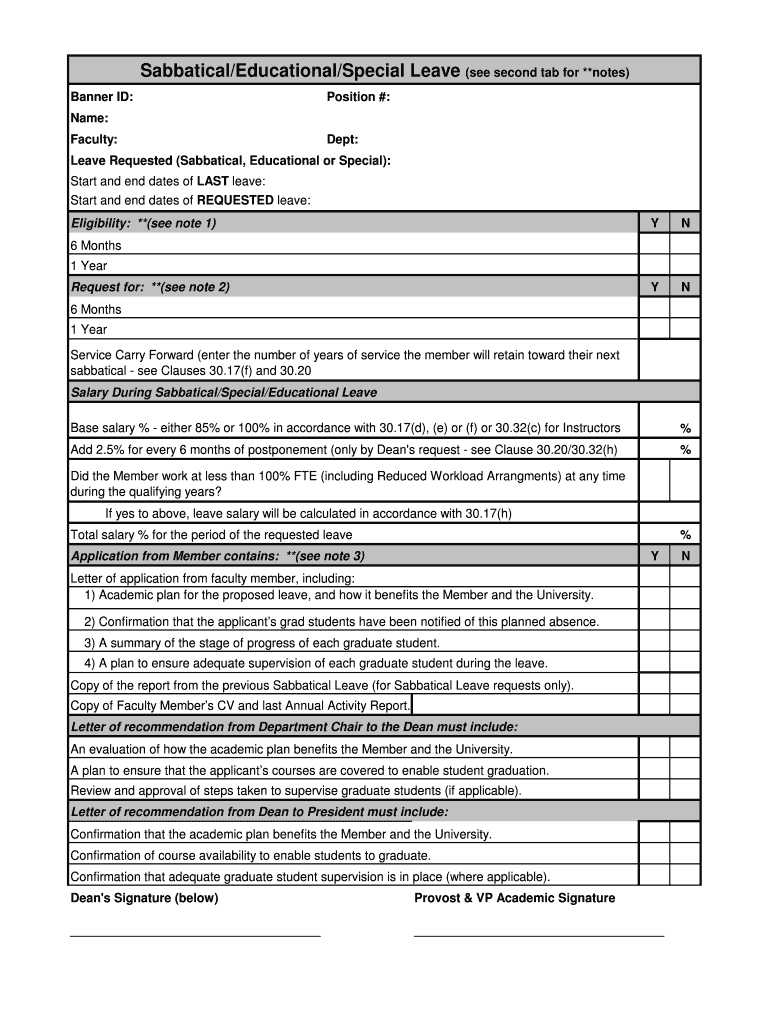 Fillable Online sabbatical leave / special leave of absence ab - UCOP Payroll ... Fax Email ...