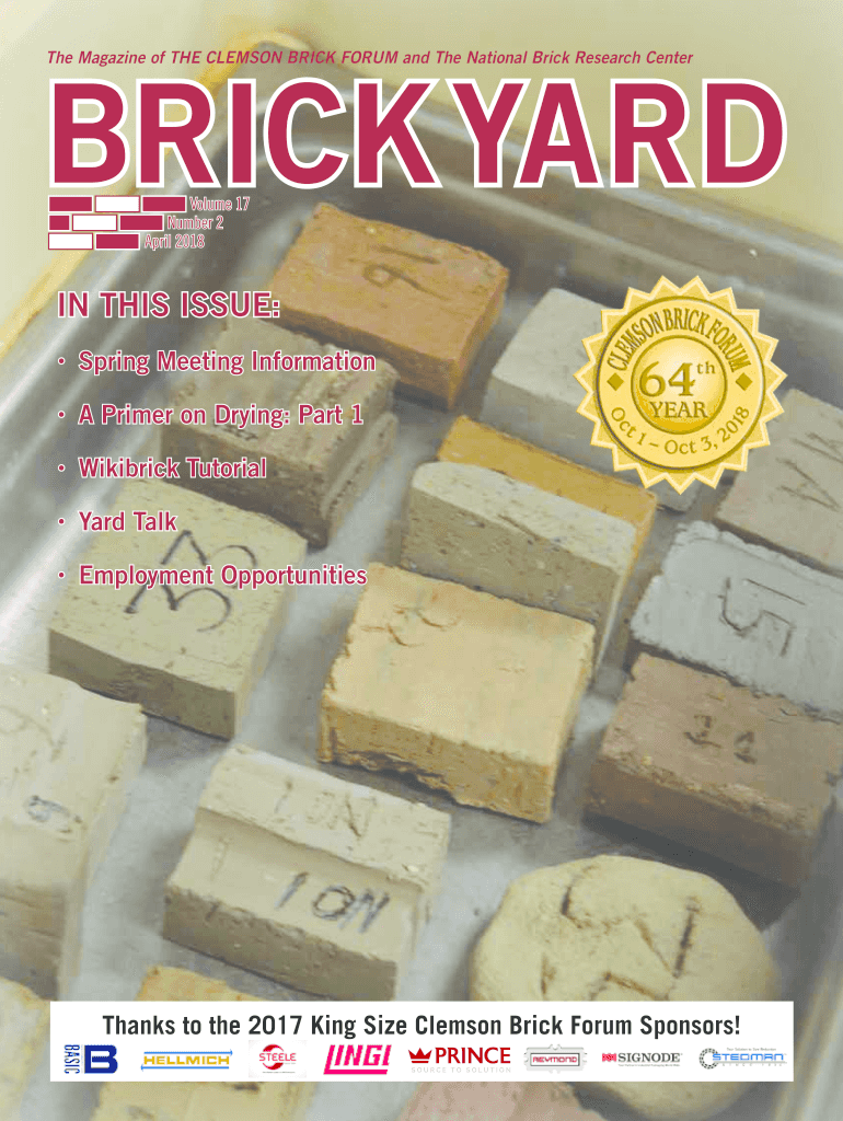 Fillable Online The Magazine of THE CLEMSON BRICK FORUM and The ... Fax ...