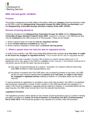 Fillable Online DBS referrals guide: reviews Fax Email Print - pdfFiller