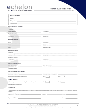Fillable Online insuredoc co Fillable Online ECHELON motor glass CLAIM ...