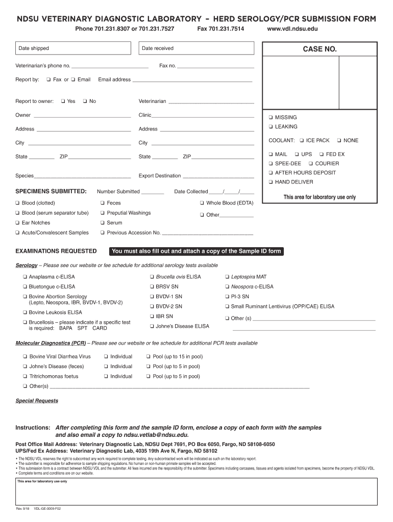 Fillable Online herd serology-PCR submission form2018.indd Fax Email ...