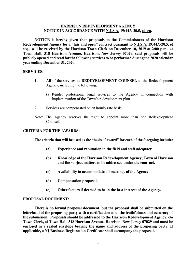 Fillable Online harrison redevelopment agency - Harrison, NJ Fax Email ...