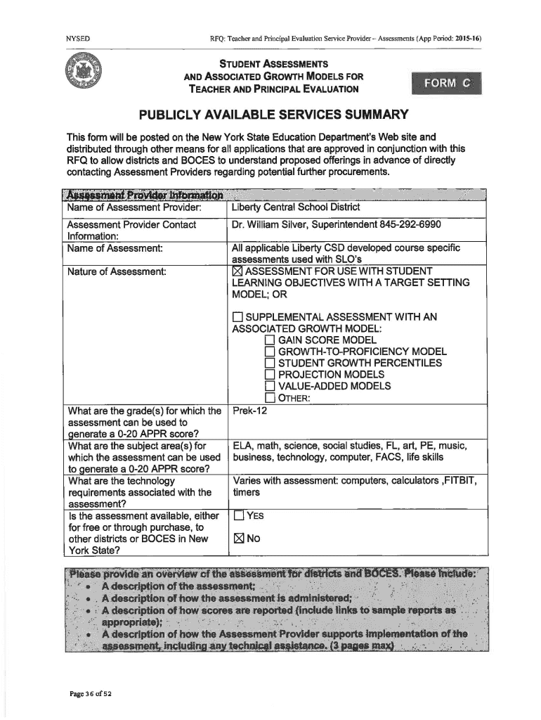 Fillable Online Liberty CSD Developed Course-Specific Assessment ...