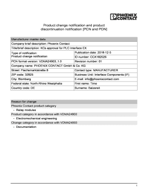 Fillable Online discontinuation notification PCN and PDN Product change ...