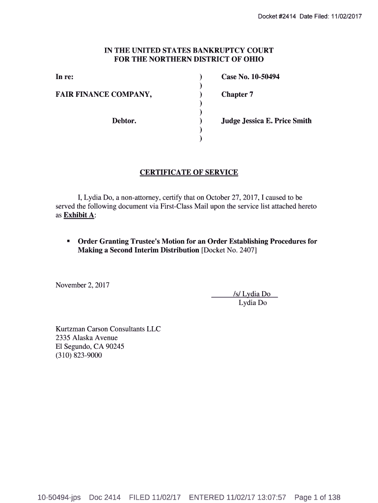 Fillable Online Affidavit/Declaration of Mailing re Solicitation. Filed ...