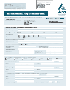 Fillable Online ARA Institute of Canterbury Application Form - Geebee ...