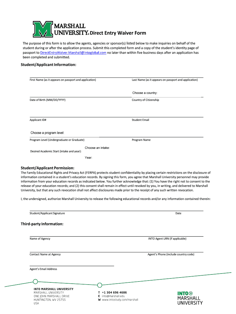 Direct Entry Waiver Form - Fill Online, Printable, Fillable, Blank ...