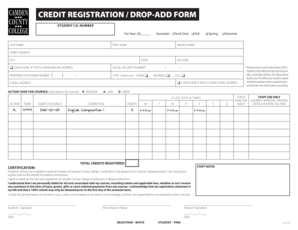 Fillable Online camdencc Credit registration / drop-add form - Camden ...