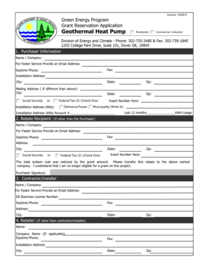 Fillable Online dnrec delaware Version: Green Energy Program Grant ...