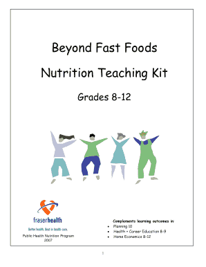 Fillable Online Beyond Fast Foods Nutrition Teaching Kit - Fraser ...