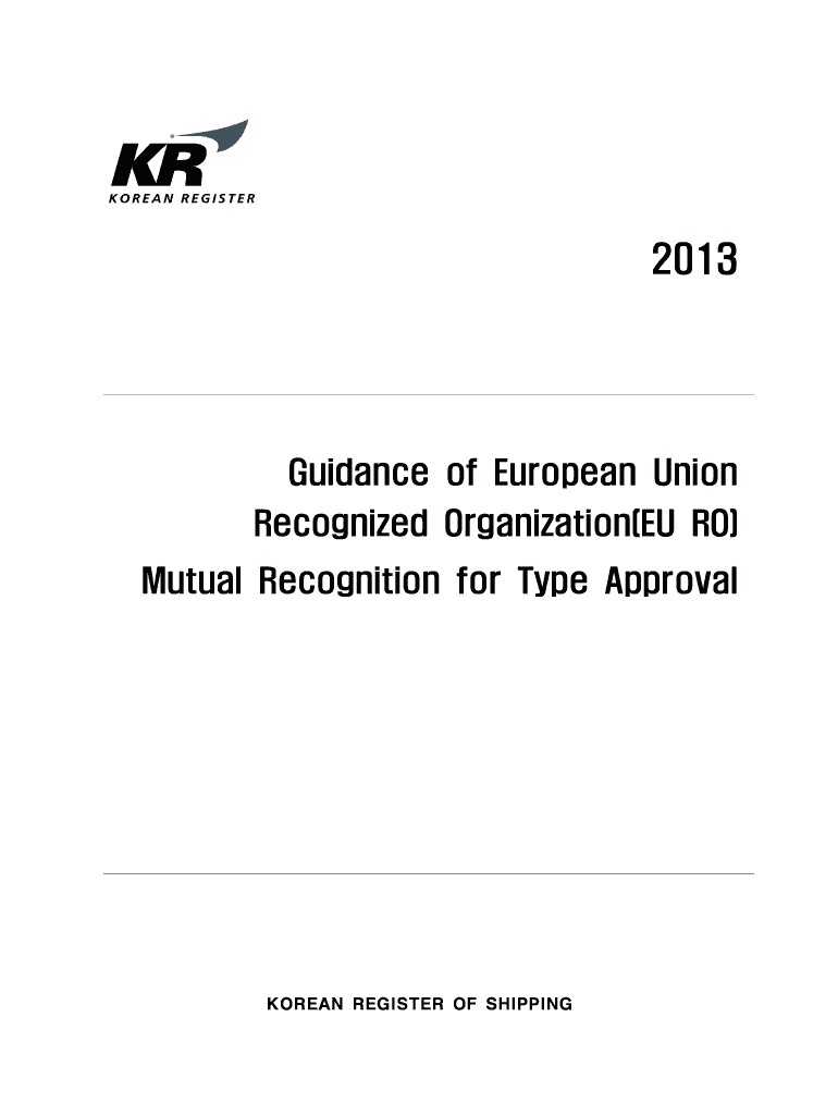 Fillable Online Guidance of European Union Recognized Organization(EU RO ... Fax Email Print ...