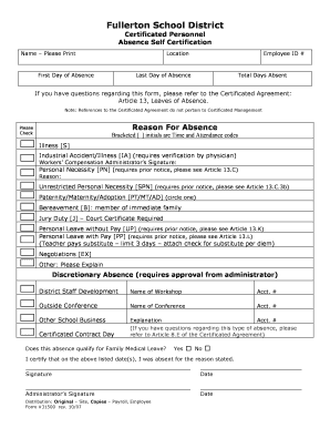 Fillable Online fullerton self certification form Fax Email Print - pdfFiller