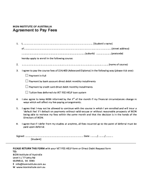 Fillable Online Agreement to Pay Fees - IKON Institute Fax Email Print ...