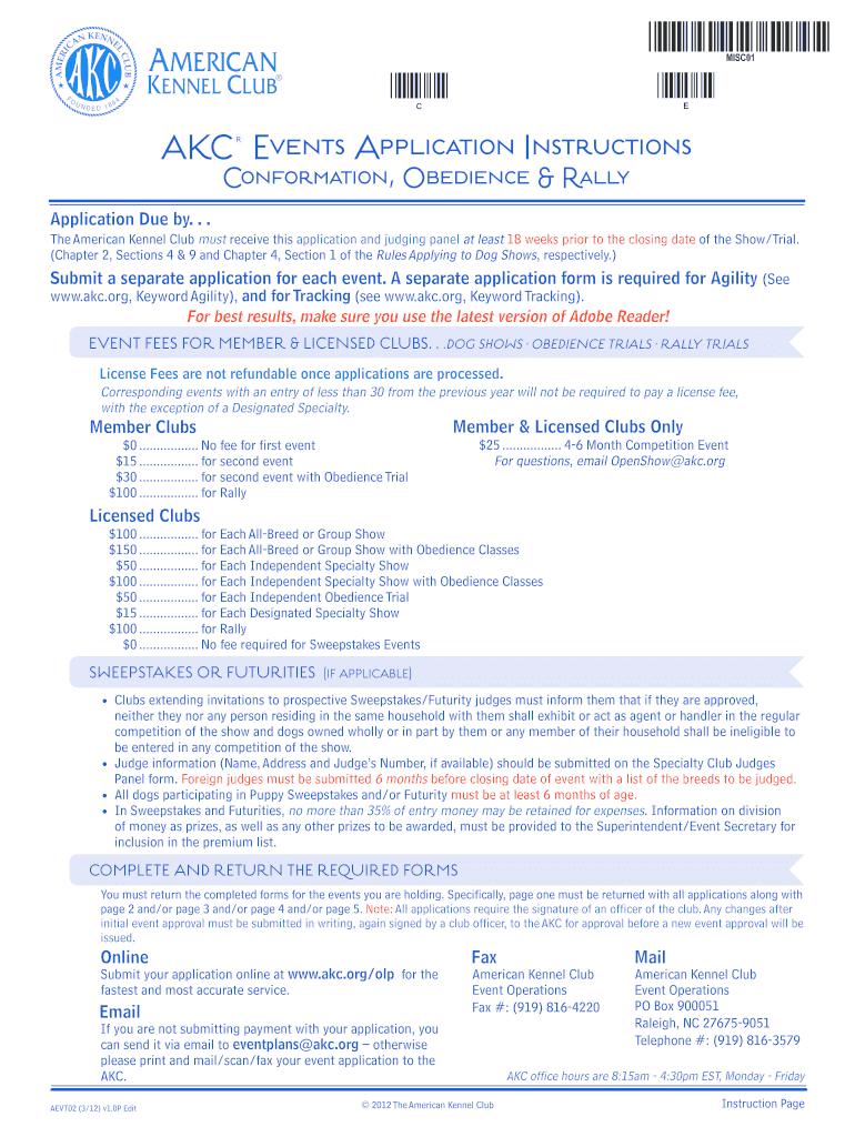 Fillable Online rrcus AKC Events Application Instructions - rrcus Fax ...