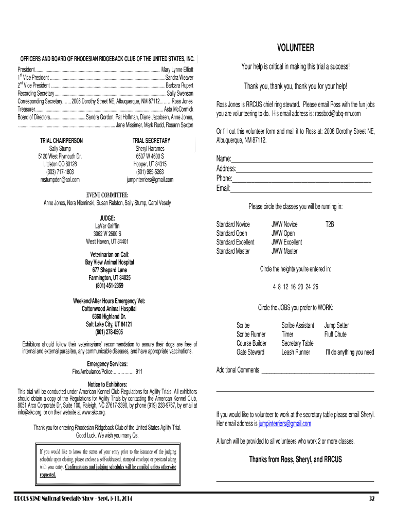 Fillable Online rrcus Agility Premium & Entry Form - The Rhodesian ...