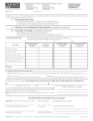 Fillable Online 13362LL - Variable Annuity Service Request VALUEMaster. MOMENTUM SERIESTOPS ...