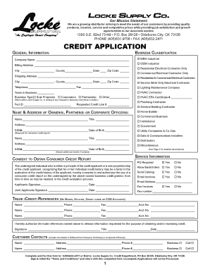 Fillable Online Credit Application - Locke Supply Fax Email Print - pdfFiller