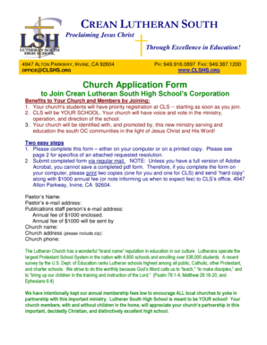 Fillable Online Church Application to be LHS-OC Corporation Member.pdf ...