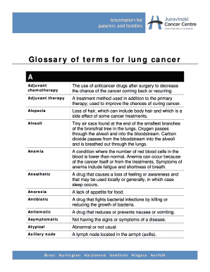 Fillable Online Glossary of terms for lung cancer Fax Email Print ...