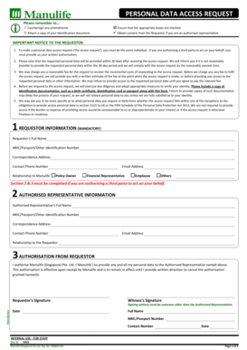 Fillable Online Personal Data Access Request form - Manulife Singapore Fax Email Print - pdfFiller