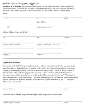 Fillable Online images pcmac Youth Conservation Corps (YCC) Application ...