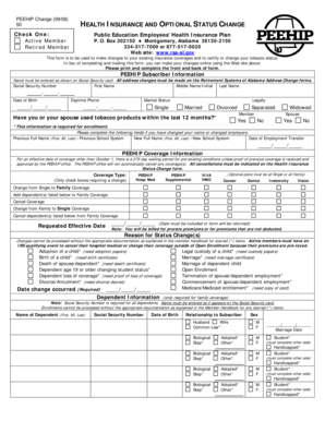 Fillable Online images pcmac PEEHIP Change (0908) - images pcmac Fax ...