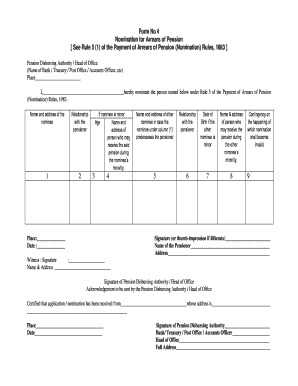 Fillable Online cbi nic Form No 4 Nomination for Arrears of Pension See ...
