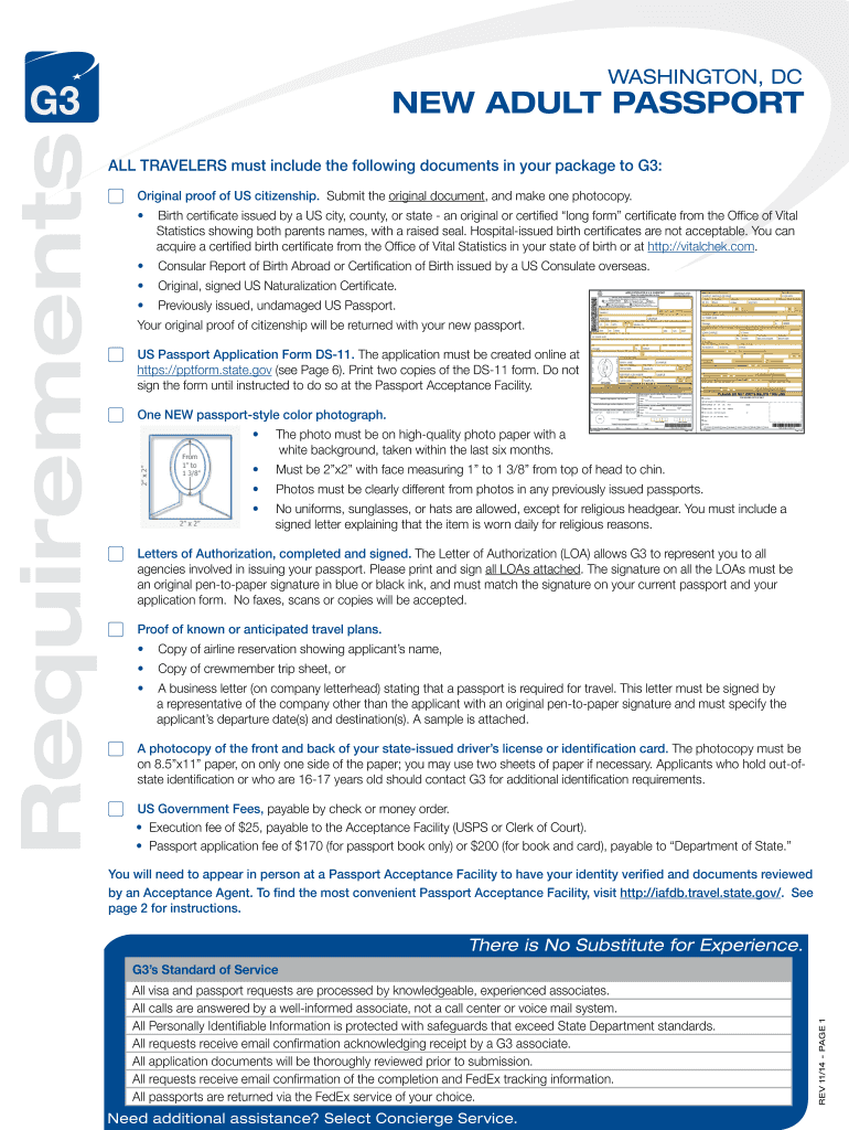 Fillable Online Requirements - G3 Visas & Passports Fax Email Print ...