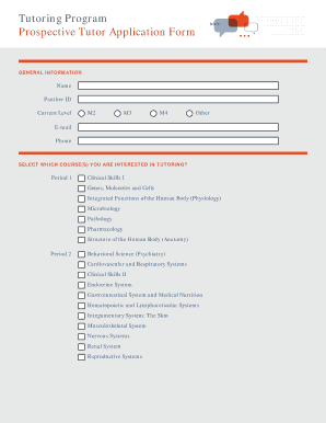 Fillable Online medicine fiu Tutoring Program Prospective Tutor ...