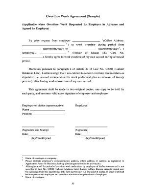 Fillable Online Overtime bWork Agreementb Sample Fax Email Print ...