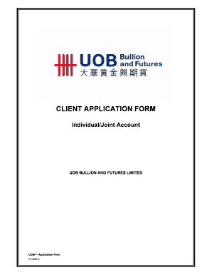 Fillable Online CLIENT APPLICATION FORM Individual/Joint Account - UOB ...