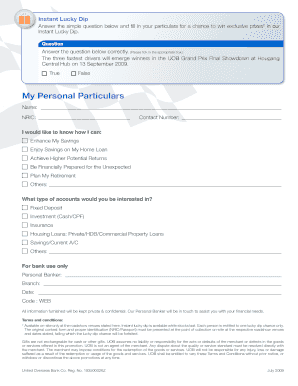 Fillable Online My Personal Particulars - UOB Fax Email Print - pdfFiller