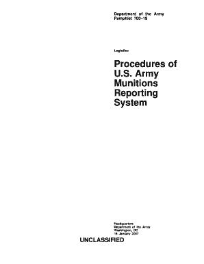 Fillable Online armypubs army Procedures of U.S. Army Munitions ...
