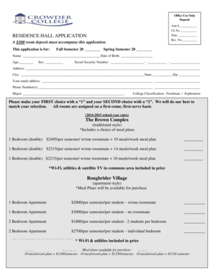 Fillable Online crowder Housing Application and Addendum - Crowder College - crowder Fax Email ...