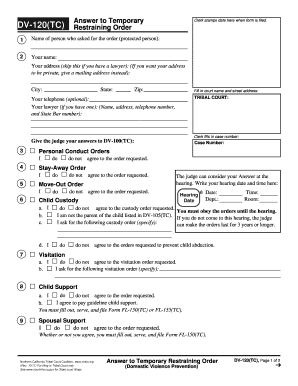 Fillable Online DV-120(TC) - Northern California Tribal Court Coalition ...