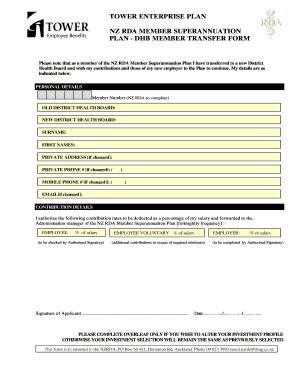Fillable Online RDA DHB transfer form - Ihug Fax Email Print - pdfFiller