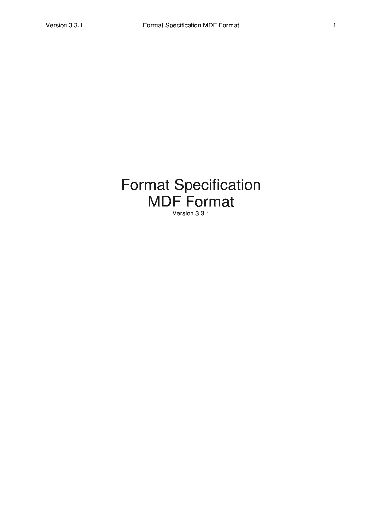 Fillable Online Format Specification MDF Format Fax Email Print - pdfFiller