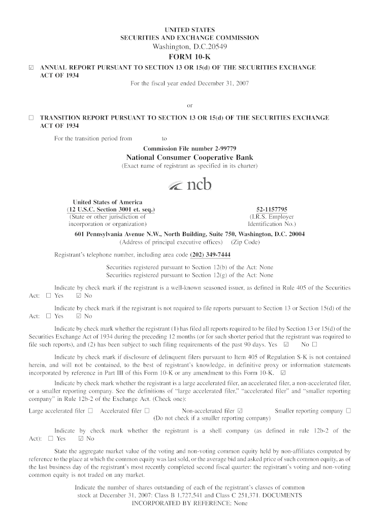 Fillable Online Washington, DC20549 FORM 10-K National Consumer ...