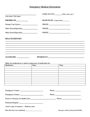 Fillable Online CODE STATUS: (DNR or full code Fax Email Print - pdfFiller