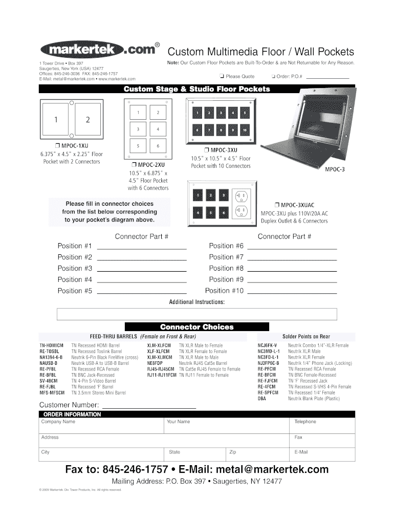 Fillable Online Mtk-XU Bay Order Form - Markertek Fax Email Print ...