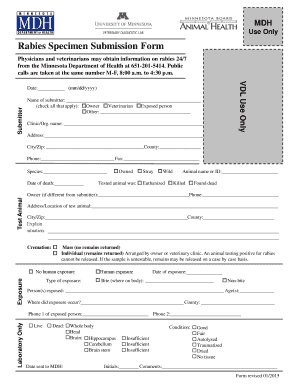 Fillable Online mn Rabies Specimen Submission Form - Minnesota.gov Fax ...