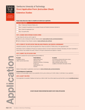 Fillable Online Swinburne University of Technology Direct Application ...