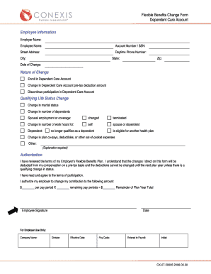 Fillable Online Flexible Benefits Change Form Dependent Care Account ...