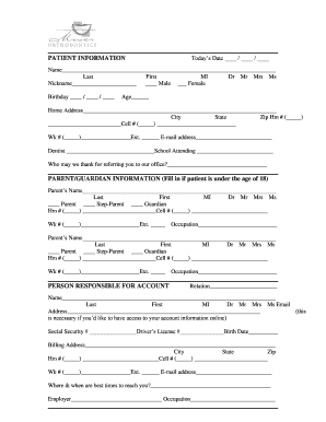 Fillable Online New Patient Forms - Moser Orthodontics Fax Email Print ...