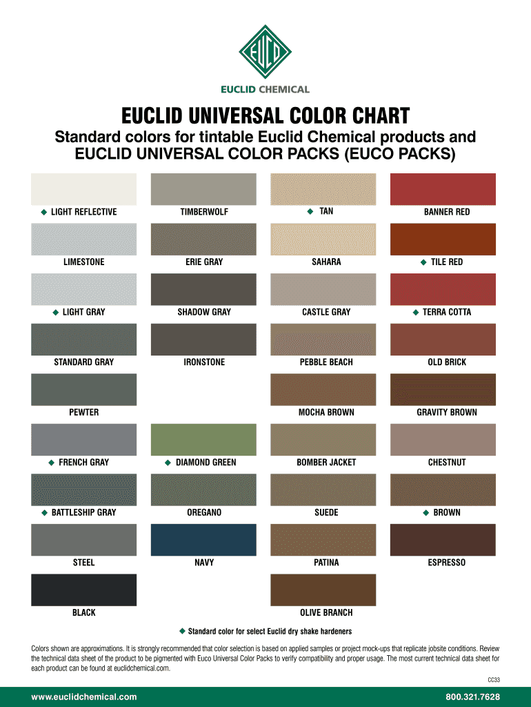 Fillable Online EUCLID UNIVERSAL COLOR CHART Fax Email Print - pdfFiller