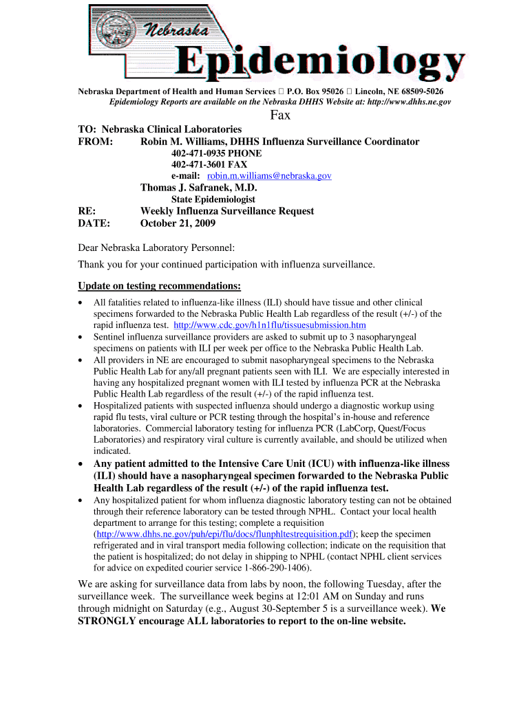 Fillable Online nphl DHHS Influenzae Surveillance - the Nebraska Public ...