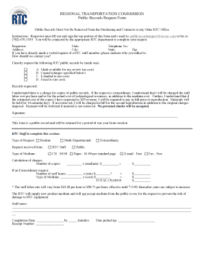 Fillable Online Public Records Request Form - RTCSNV Fax Email Print - pdfFiller