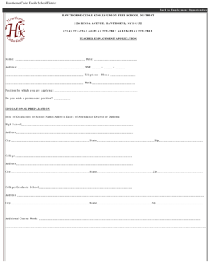 Fillable Online Hawthorne Cedar Knolls School District Fax Email Print ...