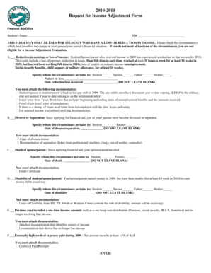 Fillable Online epcc 2010-2011 Request for Income Adjustment Form ...